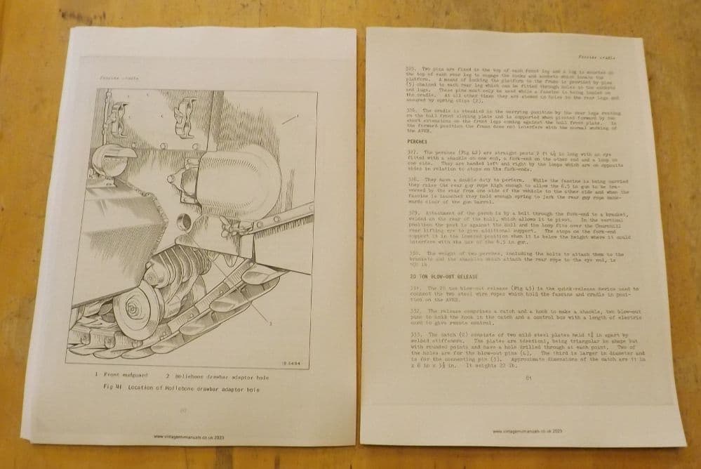 Churchill tank AVRE Dozer Fascine cradle User handbook
