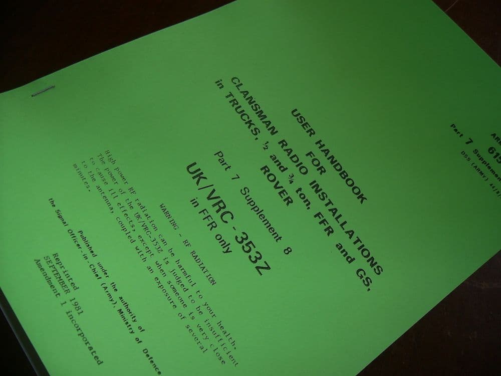 Clansman radio 353 Z into LR TUM TUL Part7 Supplement 8