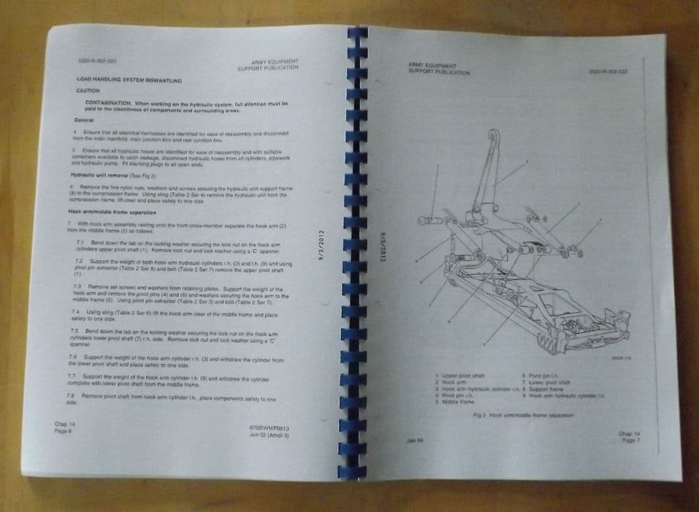 Foden 8x6 LHD 15 tonne Truck load handling Repair Instructions
