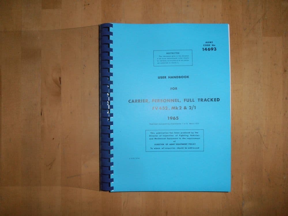 FV432 FV 432 Mk2 and Mk2/1 User handbook