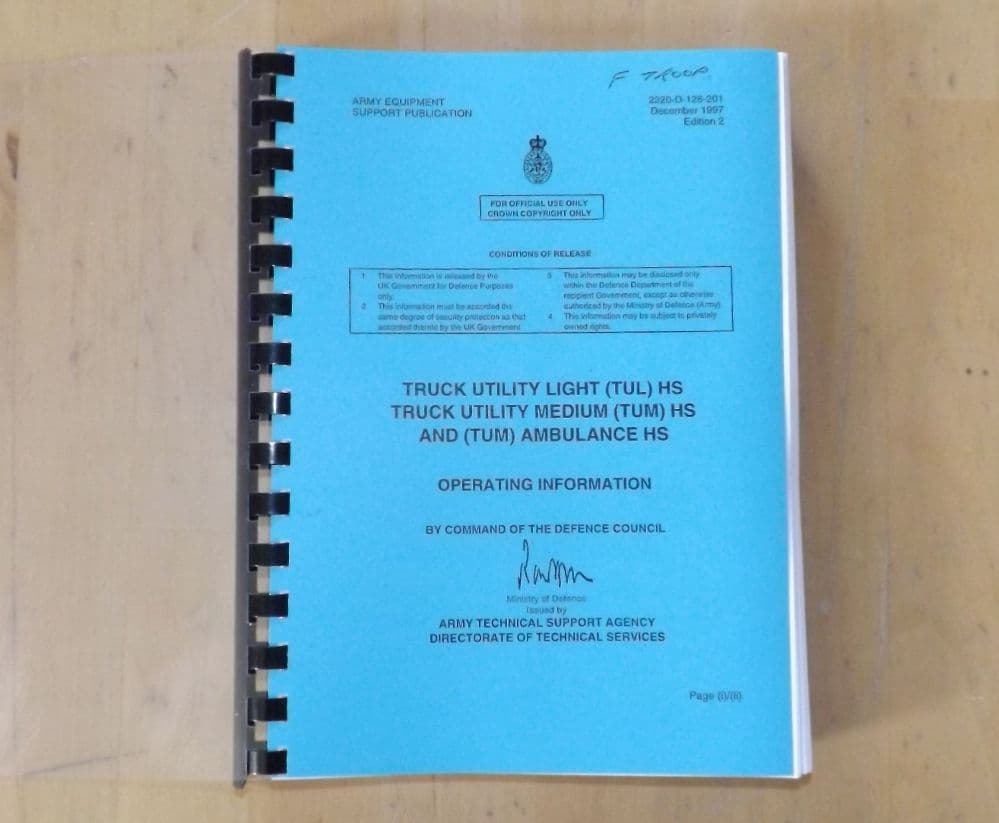 Land Rover Wolf TUL TUM Operating Information