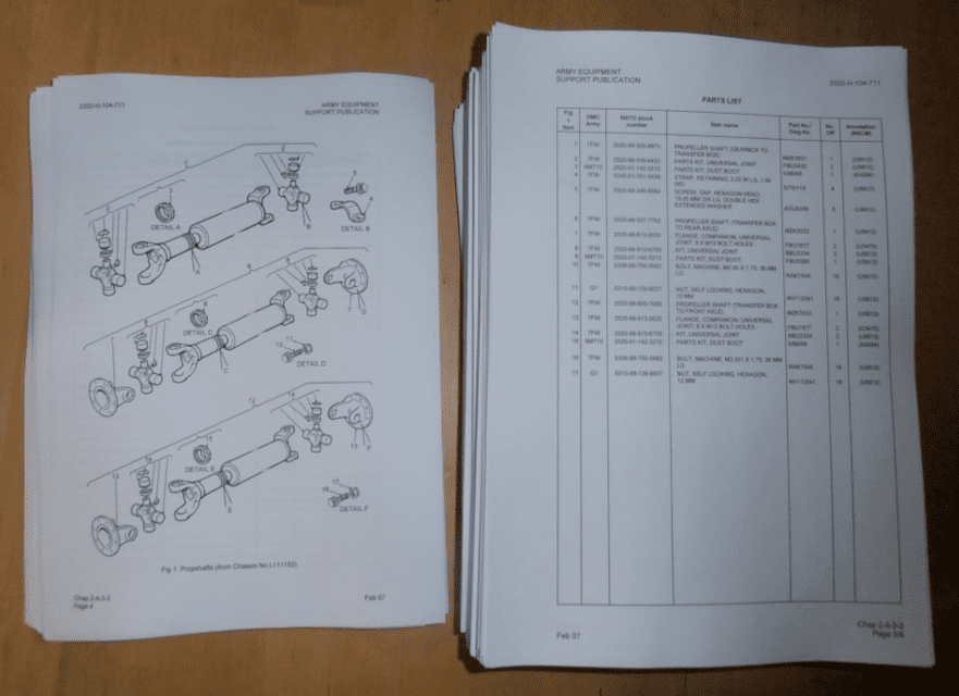 Leyland DAF 4 ton 4x4 GS All variants Illustrated parts list