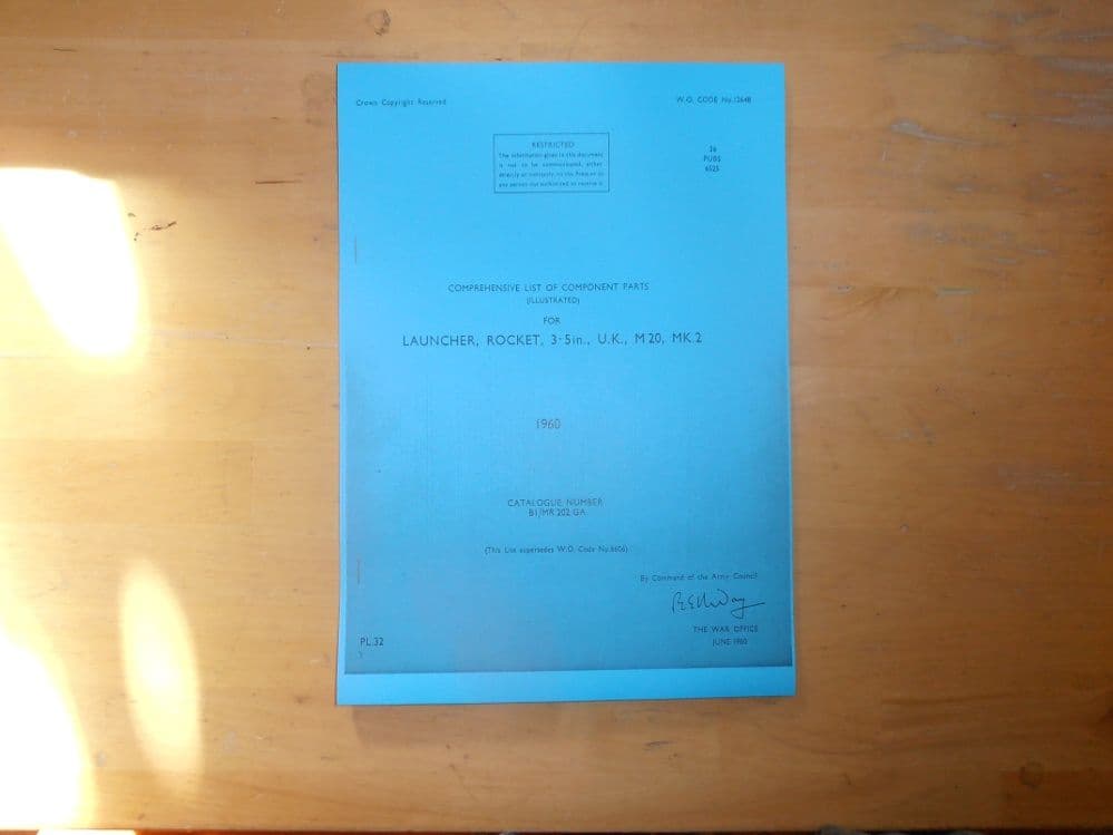 M20 3 5 Rocket launcher List of component parts Illustrated