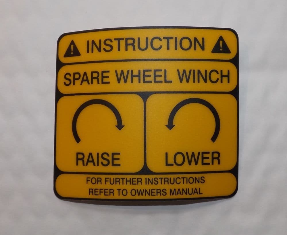 Spare wheel instruction sticker