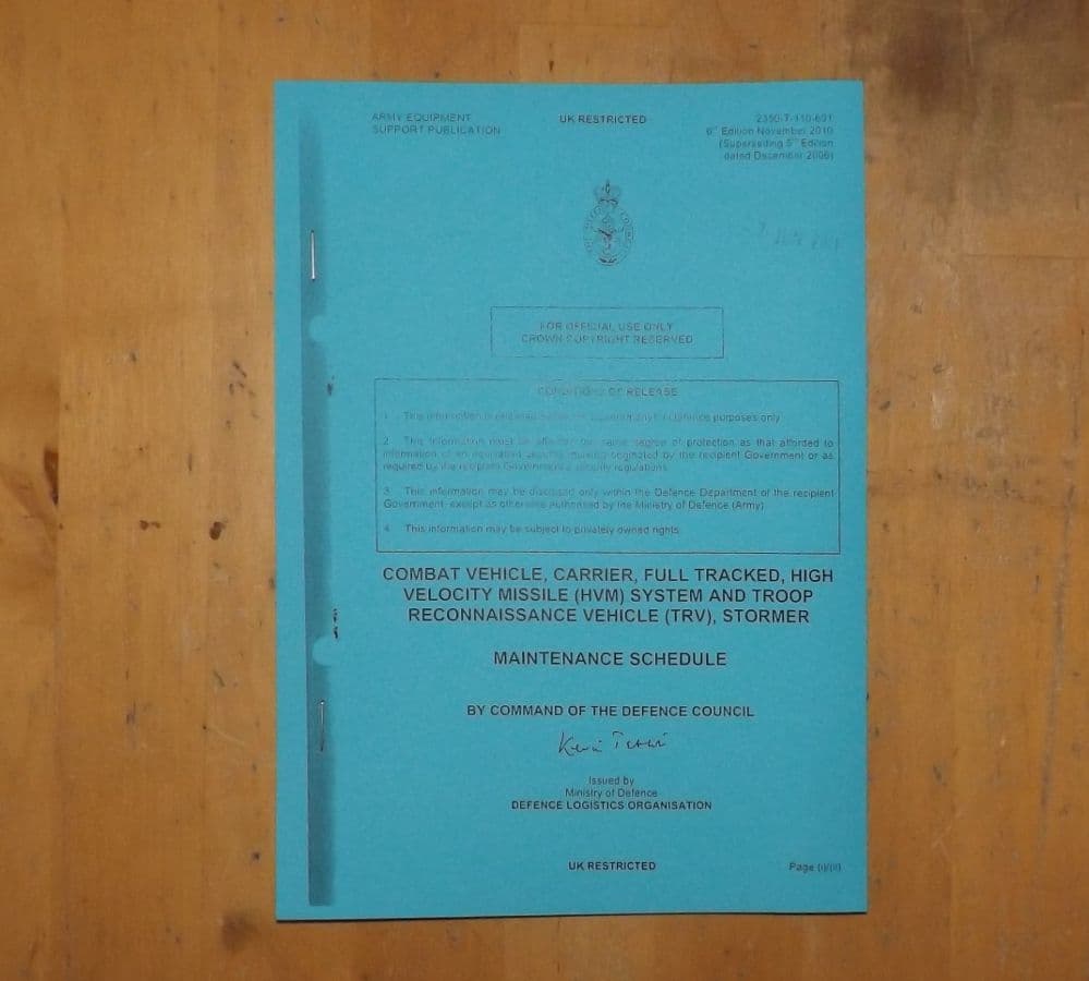 Stormer HVM TRV Maintenance schedule