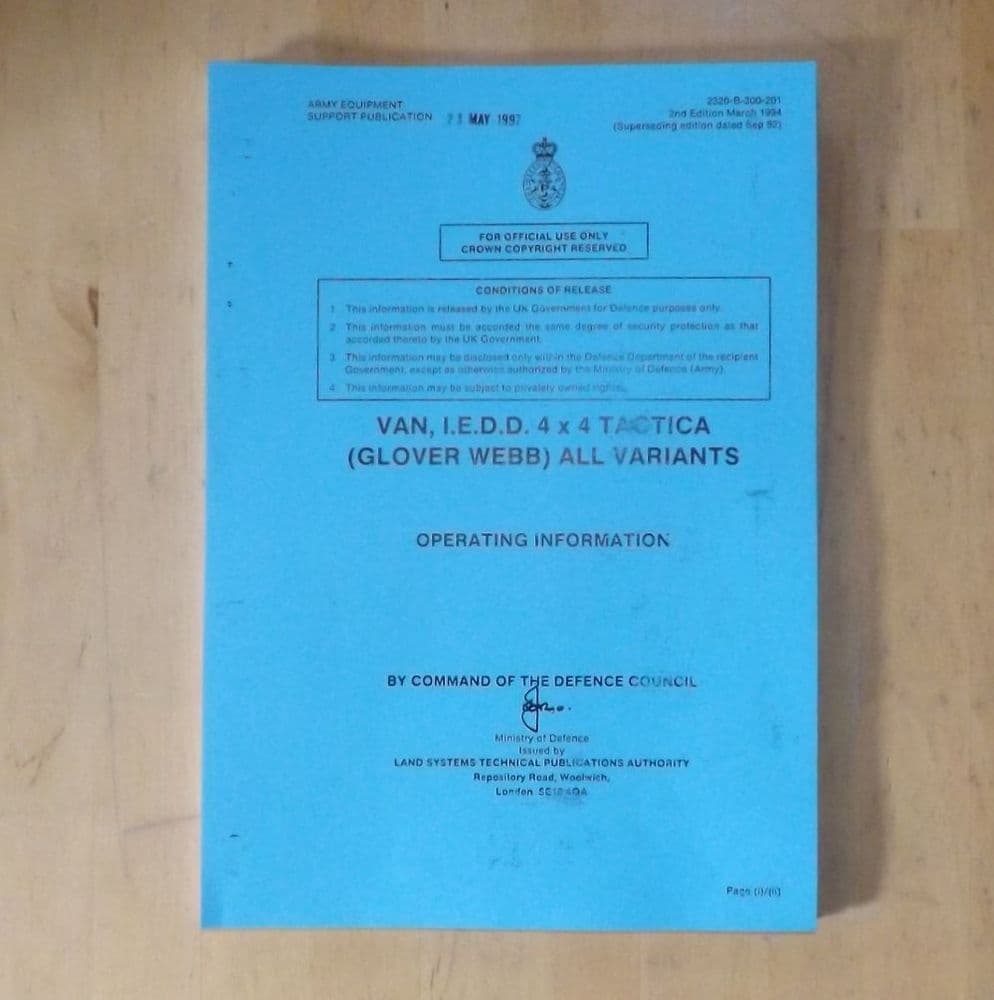 Tactica Van IEDD 4x4 Operating Information