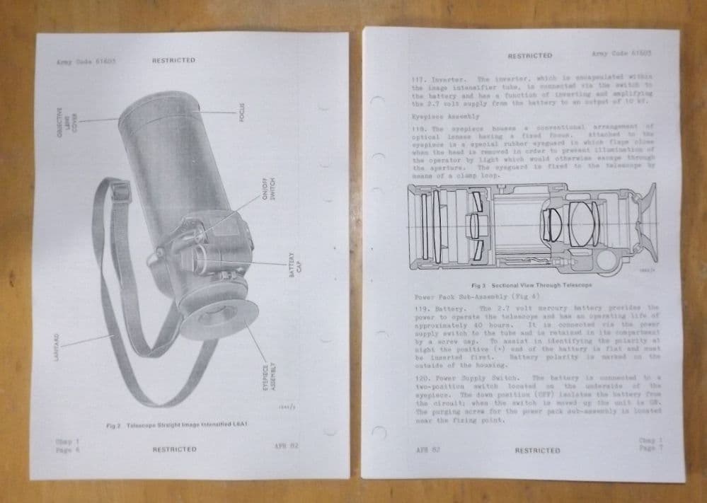 Telescope straight Image Intensified L6A1 Pocketscope L5A1 L11A1 or ...