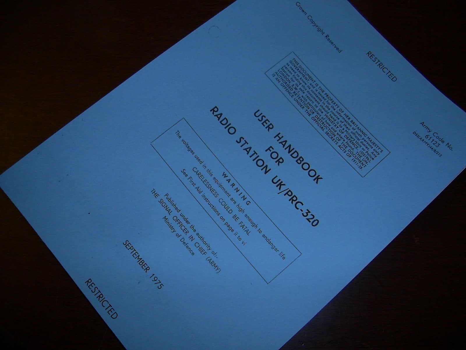 User handbook for Radio Station UK/PRC-320