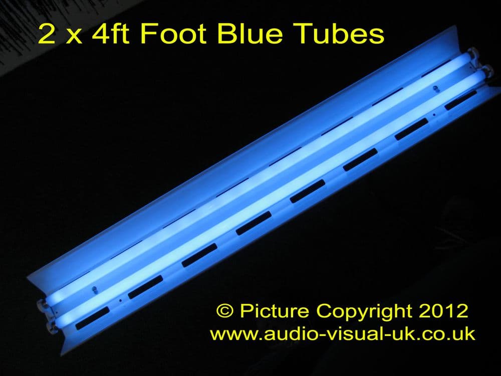 2 x BLUE 4ft Fluorescent Tubes - Theme Bars Windows Events etc