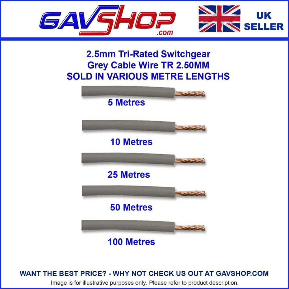 2 5mm Tri-Rated Switchgear Wire Grey TR 2 50MM sold by the metre