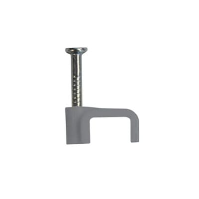 8mm Flat Grey Cable Clips 100 Pack - E834AD