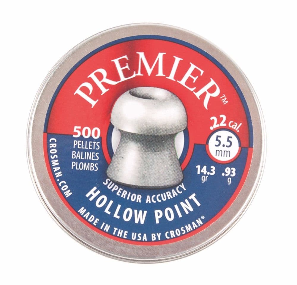 CROSMAN PREMIER HOLLOW POINT 22 HUNTING AIRGUN PELLETS 5 5MM