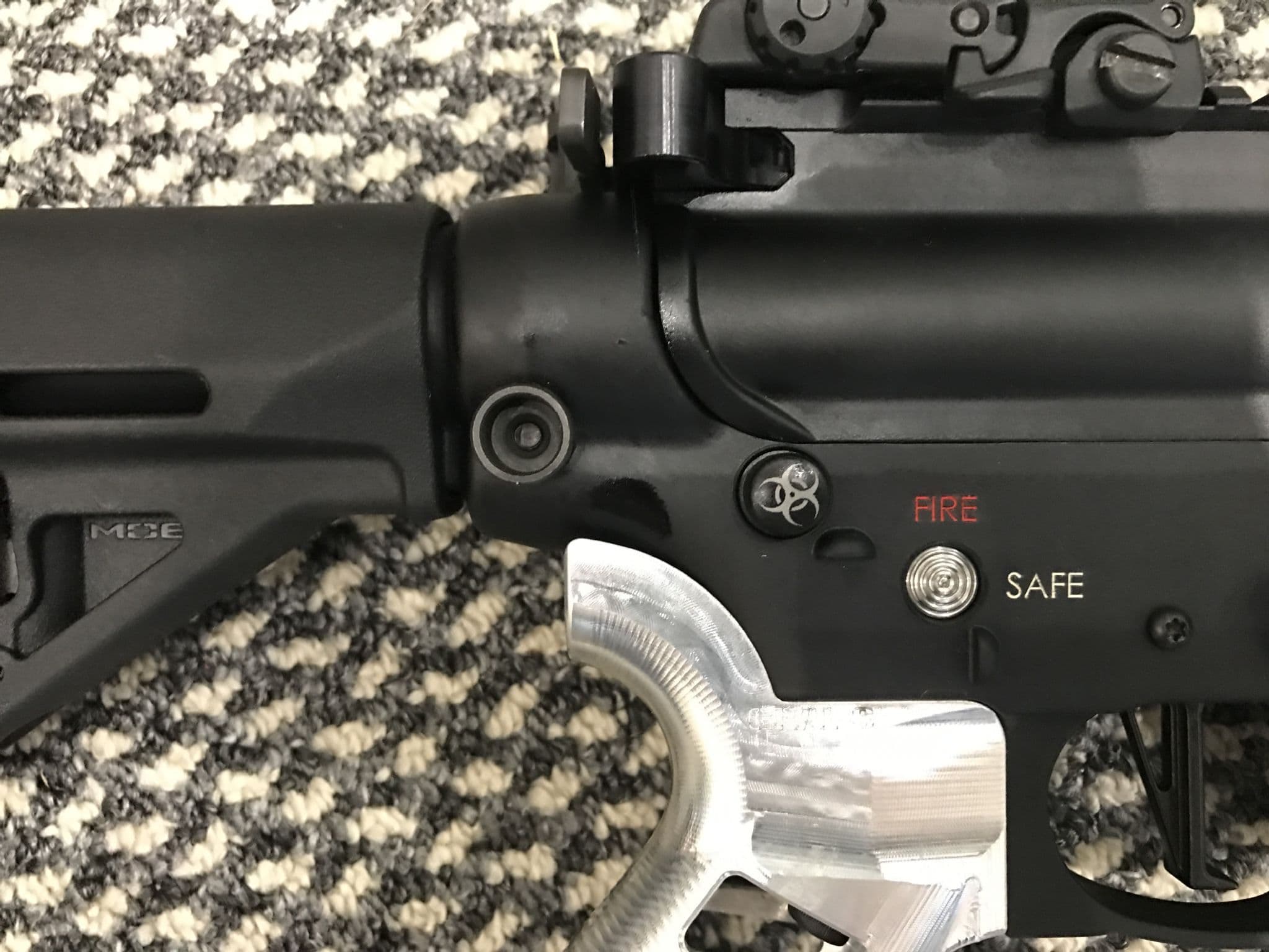 AR 15 Push Button Safety Catch Silver