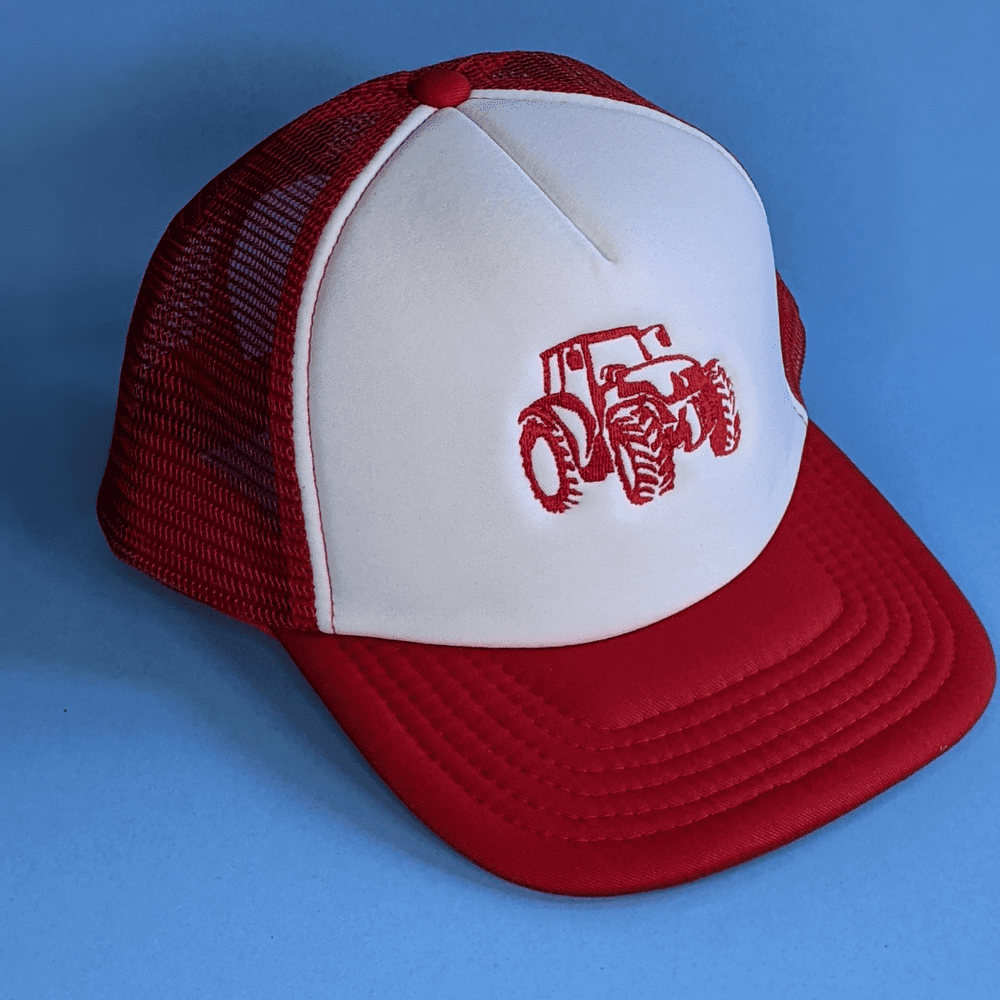 kids tractor trucker hat Red