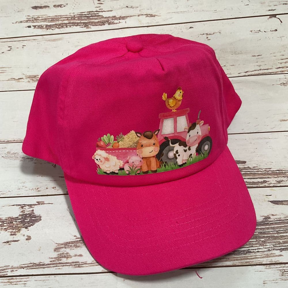 Tractor baseball cap cerise pink farm