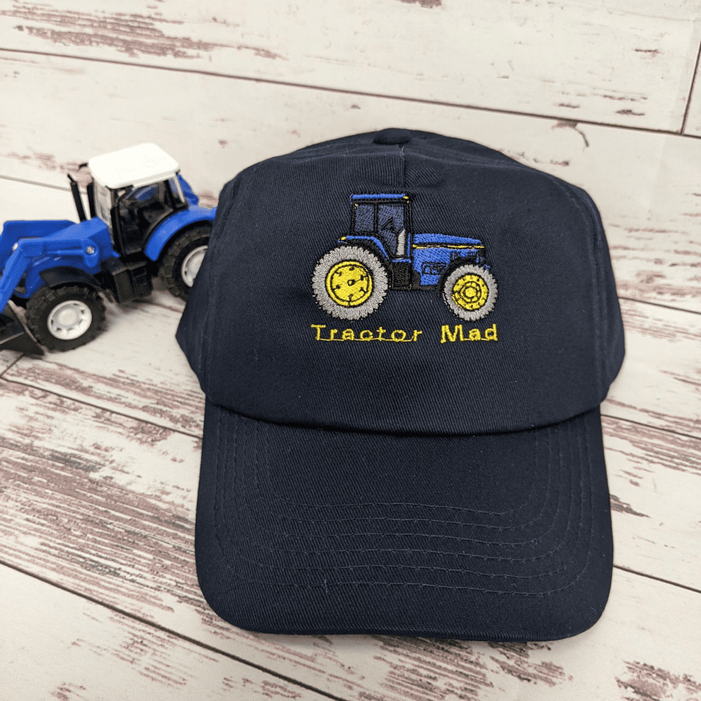 Tractor caps with Tractor Mad blue tractor