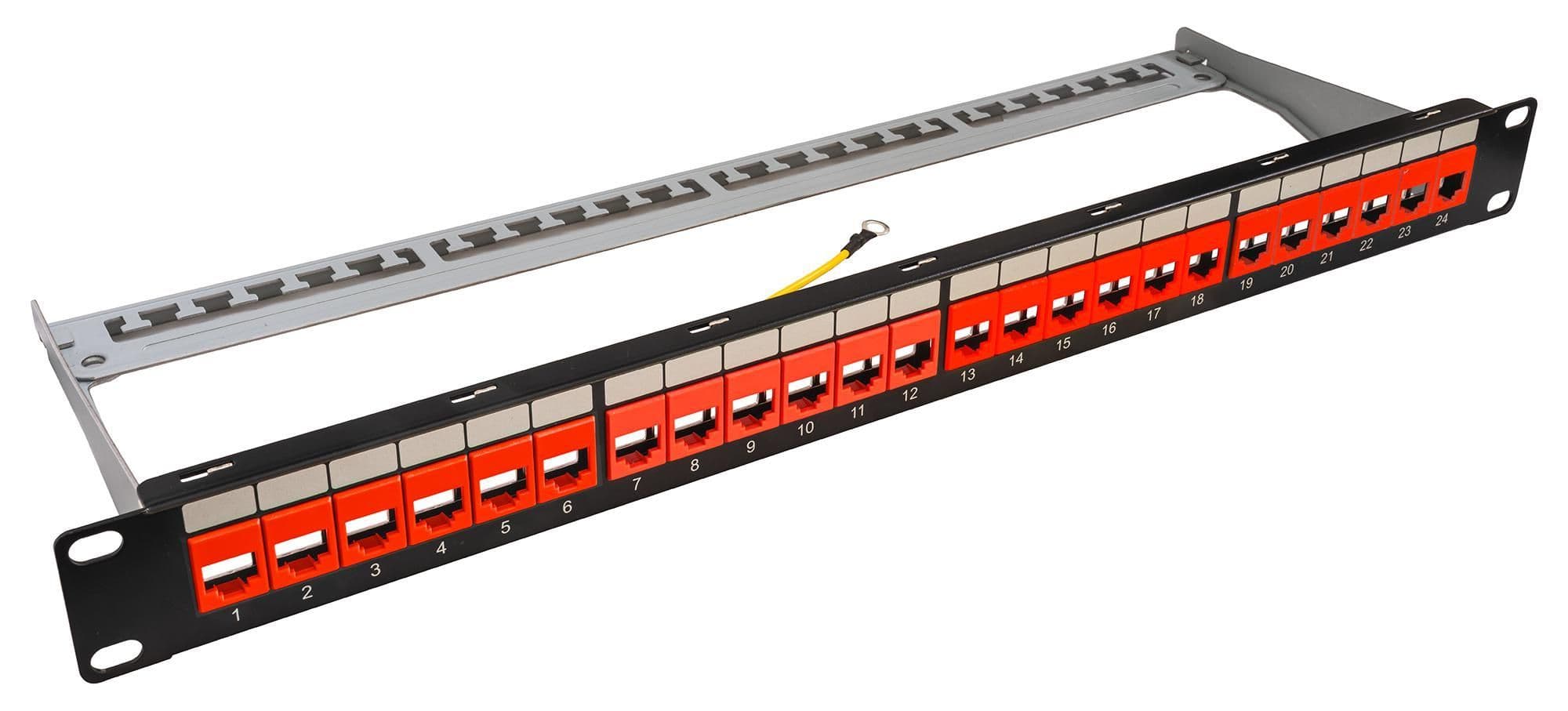 TUK - FFK24COLRD - 24 Port Colour Coded Keystone Patch Panel Red