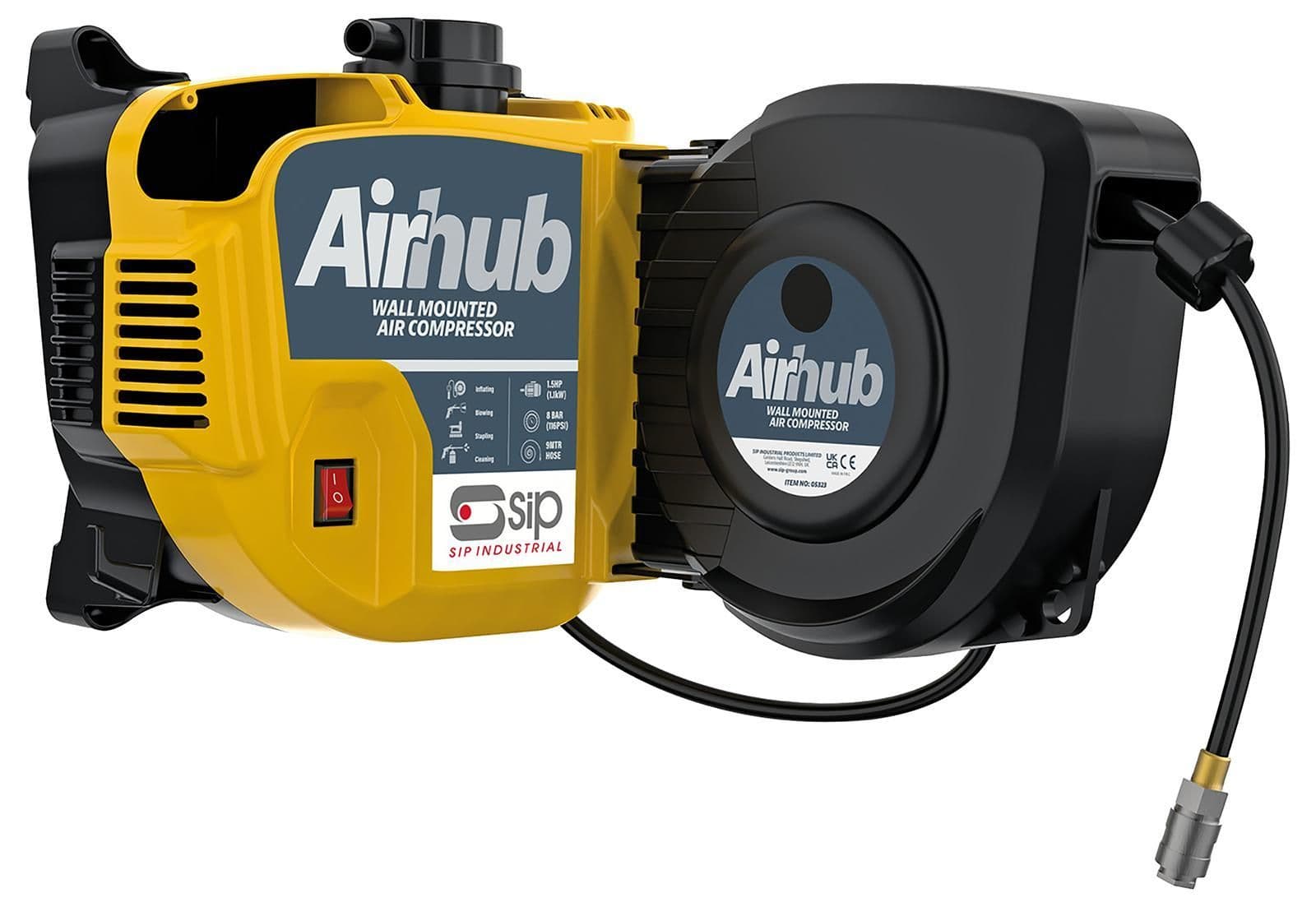 SIP - 05323 - 1 5hp AirHub Wall Mounted Direct Drive Air Compressor 230V