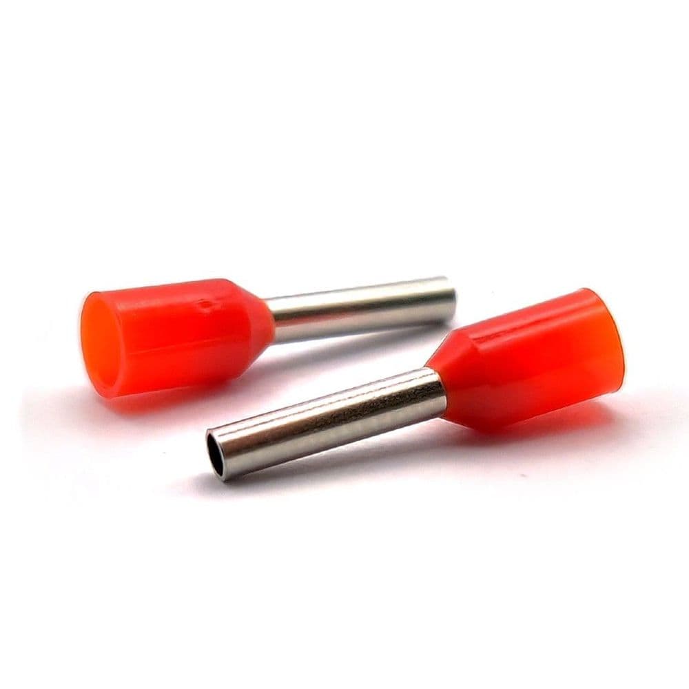 1mm Red Single Entry Bootlace Ferrules