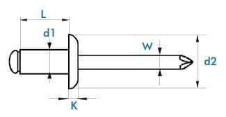 3.2mm x 12mm Blind Pop Rivets - A2 Stainless Steel