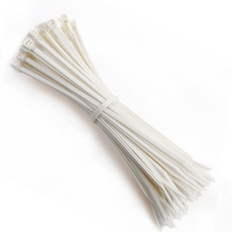 3 6mm x 300mm White Cable Ties
