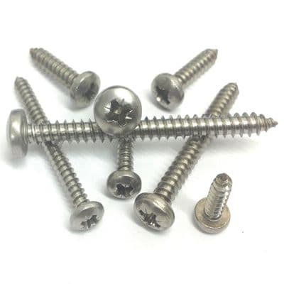 4.8mm Pozi Pan Head Self Tapping Screws - A4 Stainless Steel