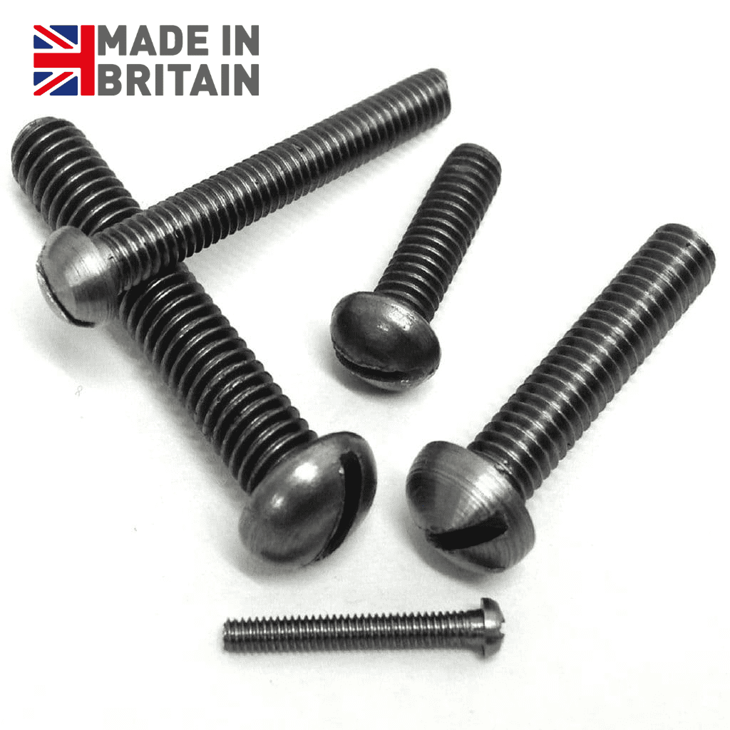4BA x 1/2" Slotted Round Head Screws (BS 57:1951) - Mild Steel
