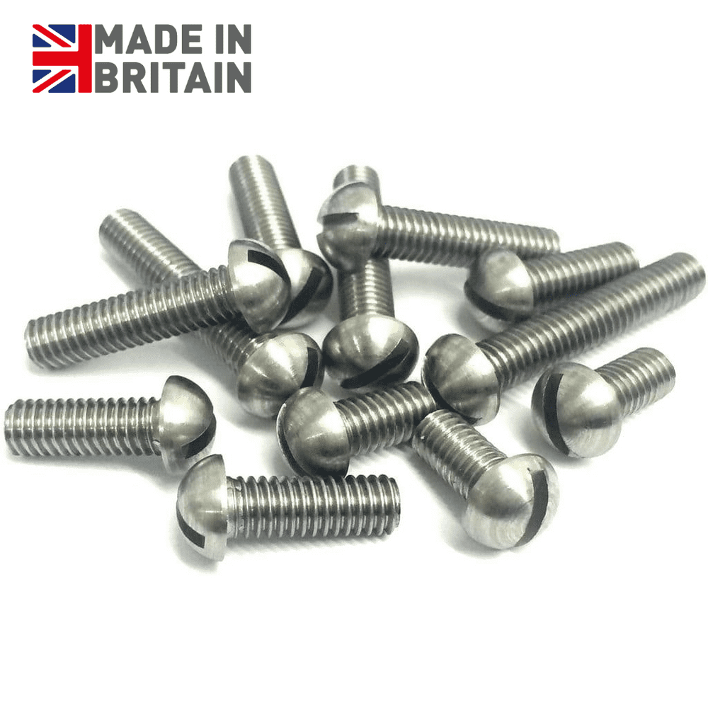 5BA x 1/4" Slotted Round Head Screws (BS 57:1951) - 303 Stainless Steel