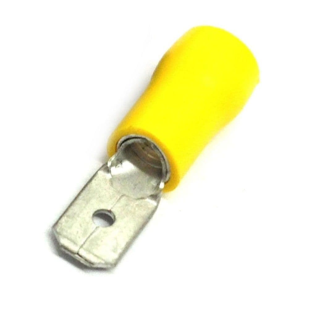 6.3mm Male Spade Crimp Connectors - Yellow