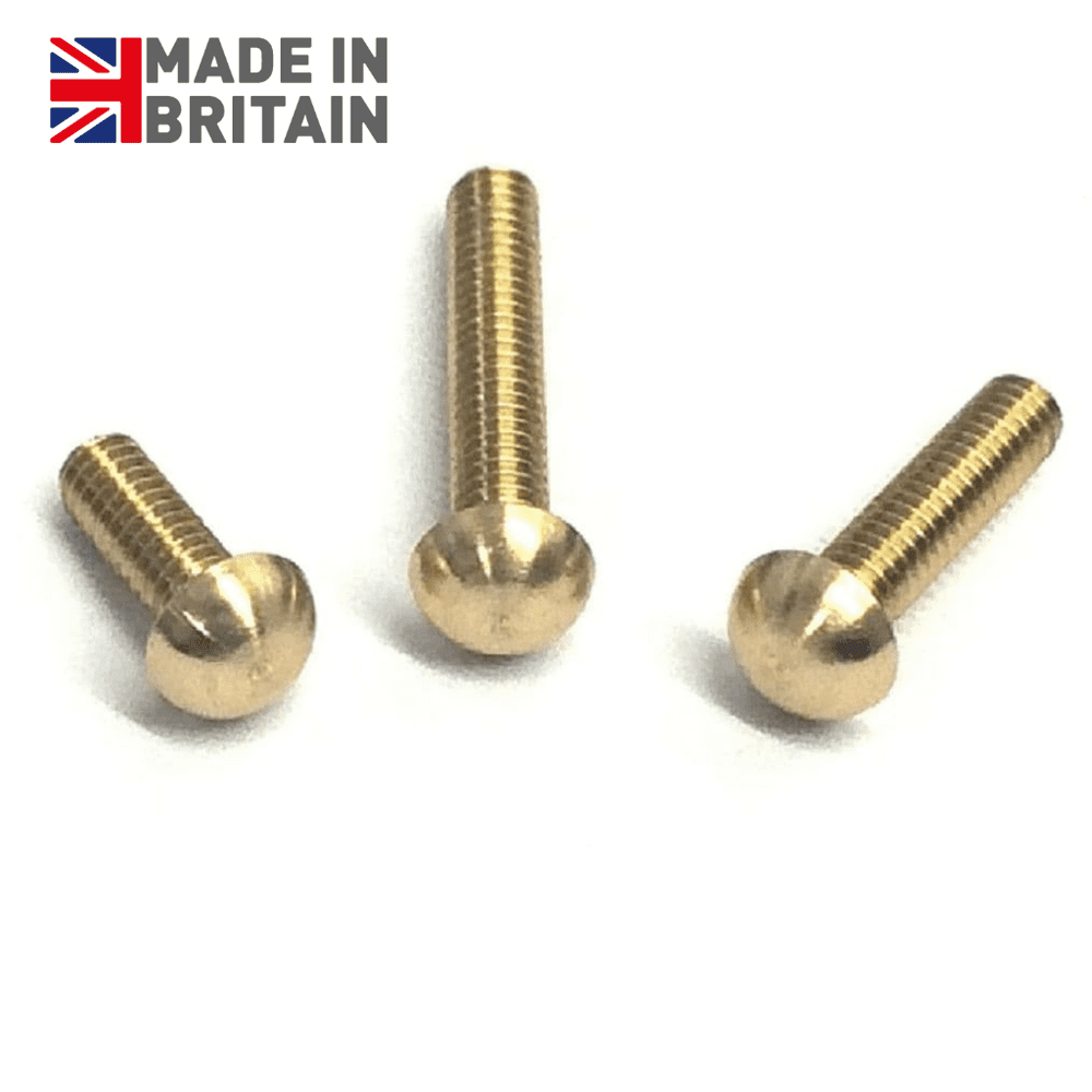 8BA x 1/2" No Slot Round Head Screws (BS 57:1951) - Brass