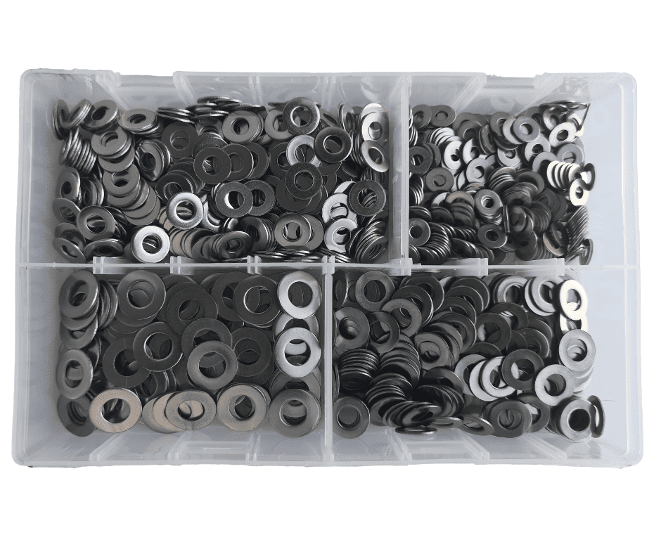 Assorted Flat Washers Imperial - A2 Stainless Steel 1000pcs