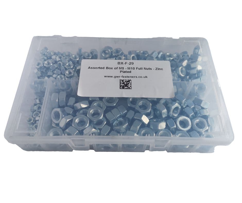 Assorted Full Nuts Metric - Steel Zinc Plated 450pcs