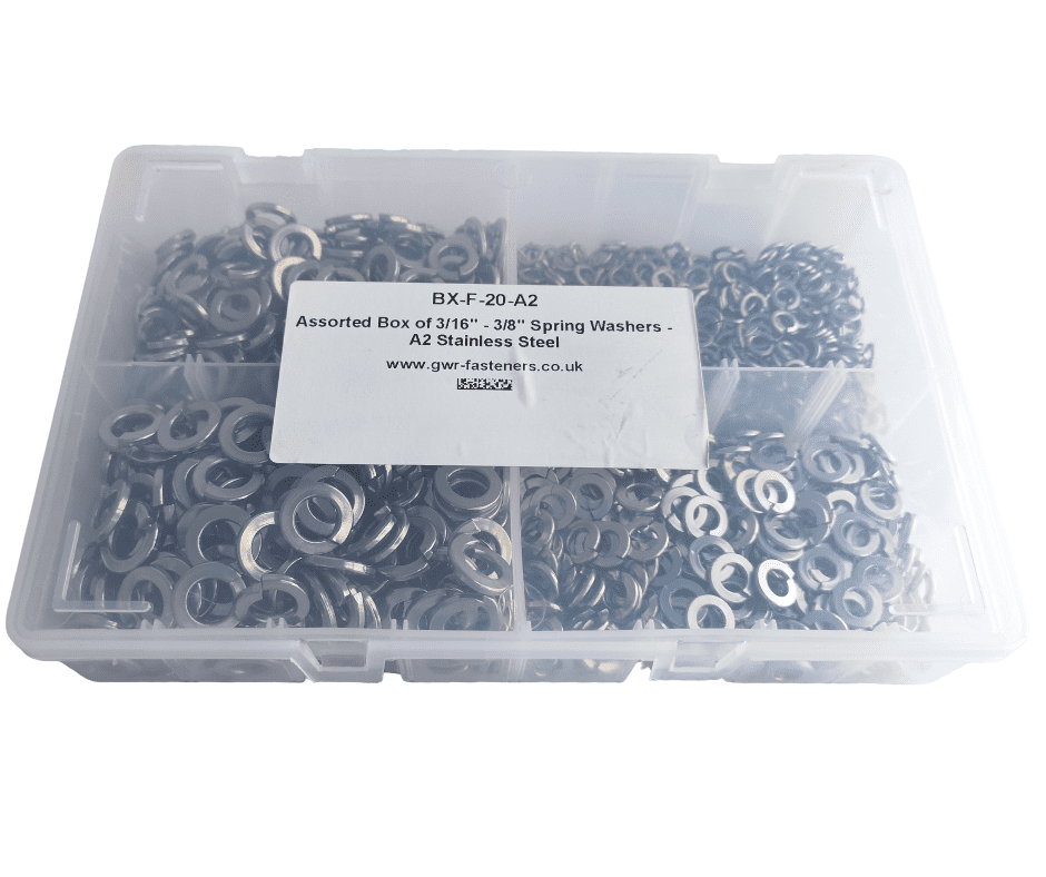 Assorted Spring Washers Imperial - A2 Stainless Steel 1000pcs