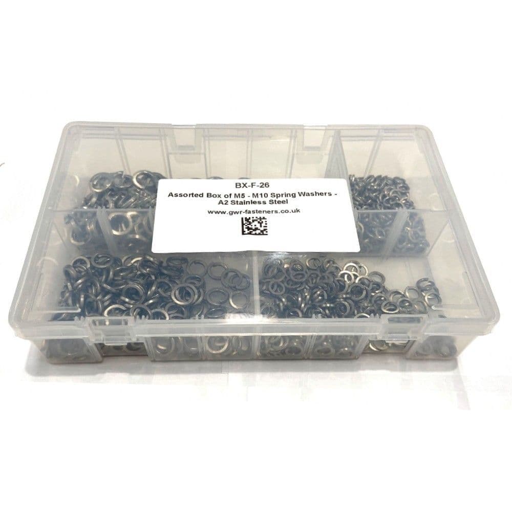 Assorted Spring Washers Metric - A2 Stainless Steel 650pcs