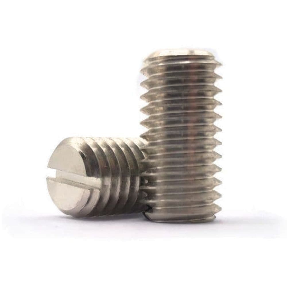 M1.2 x 2mm Slotted Flat Point Grub Screws (DIN 551) - A1 Stainless Steel
