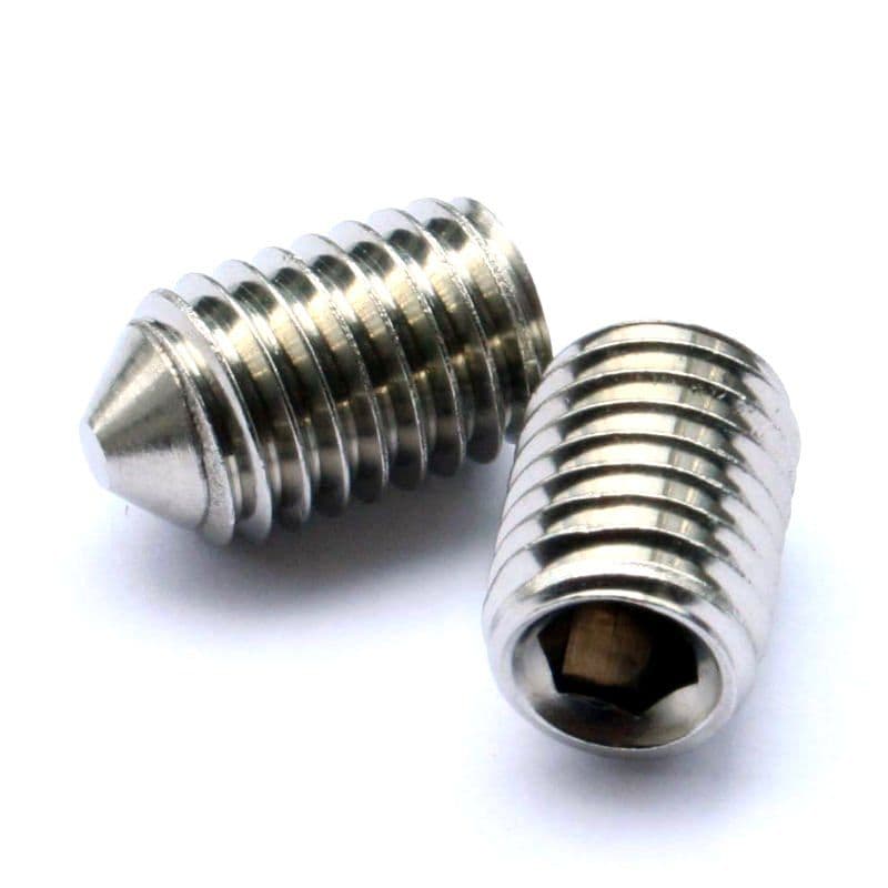 M1.6 x 3mm Socket Cone Point Grub Screws (DIN 914) - A2 Stainless Steel