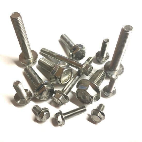 M10 x 80mm Flanged Hexagon Bolts DIN 6921 - A2 Stainless Steel