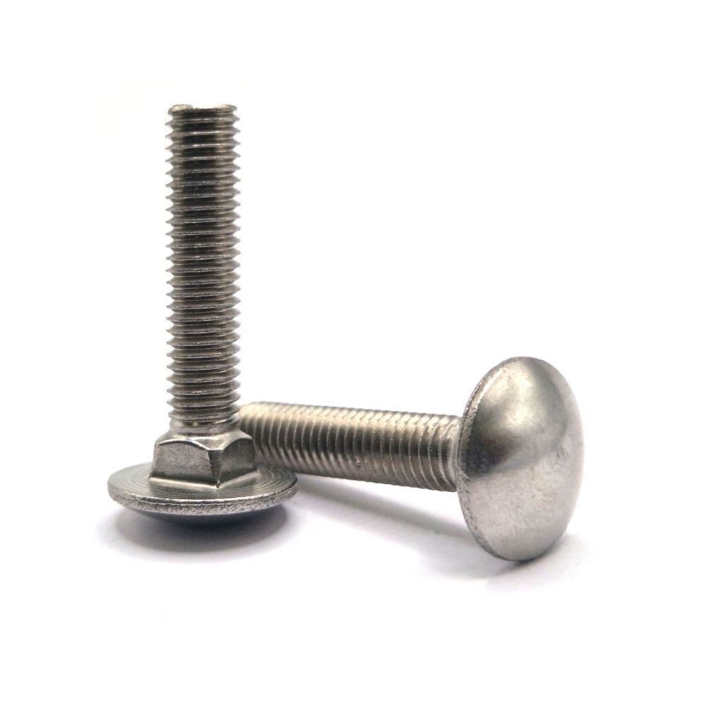 M12 x 35mm Full Thread Carriage Bolts (DIN 603) - A2 Stainless Steel