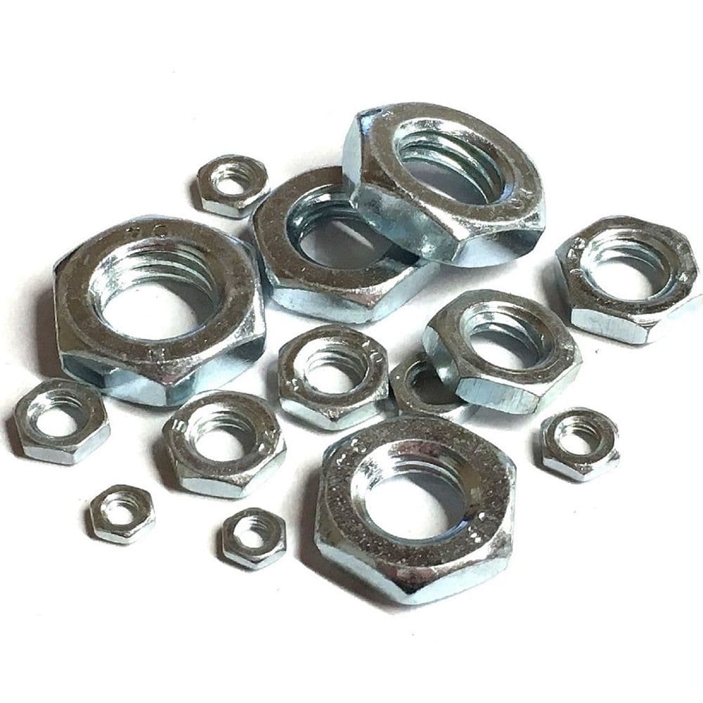 M24 x 1 5mm Fine Pitch Half Nuts DIN 439 - Steel Gr 4 Zinc Plated