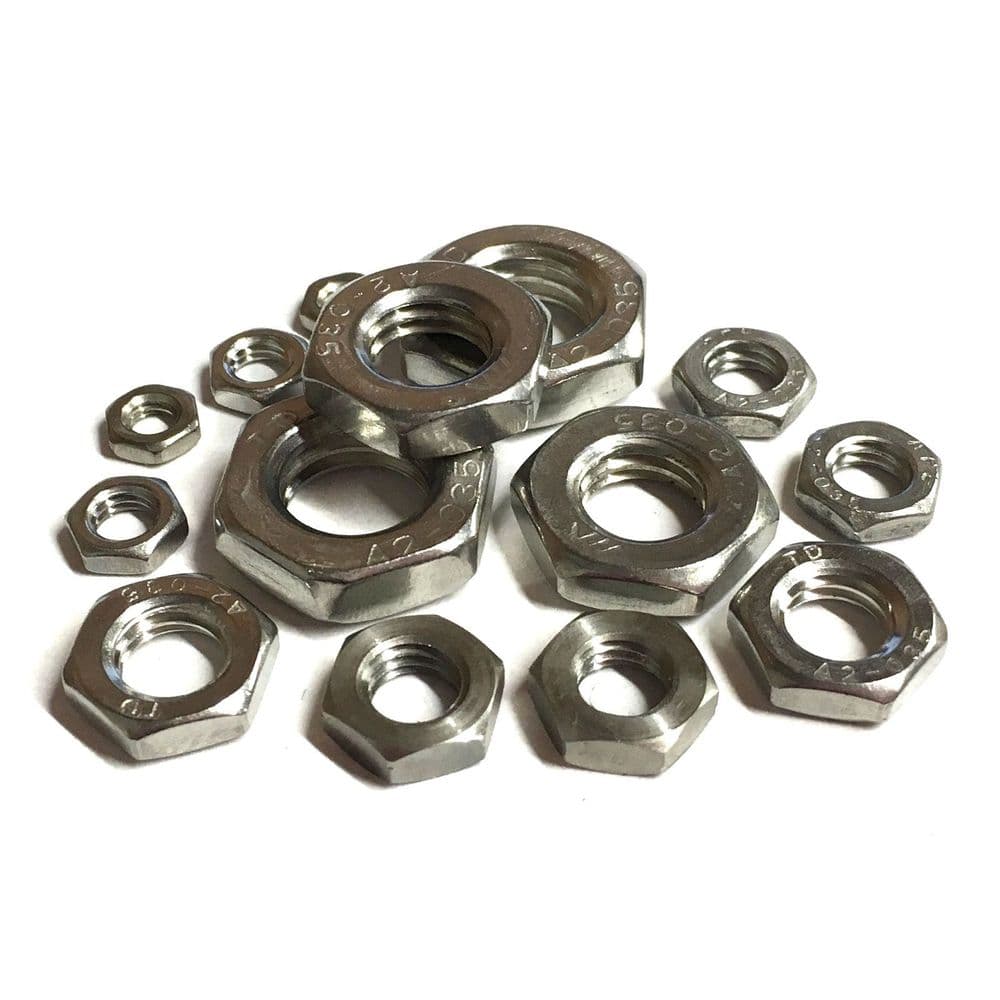 M24 x 2mm Fine Pitch Half Nuts DIN 439 - A4 Stainless Steel