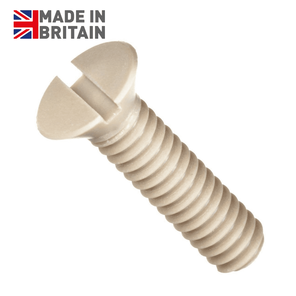 M4 x 10mm Slotted Countersunk Screws - Peek