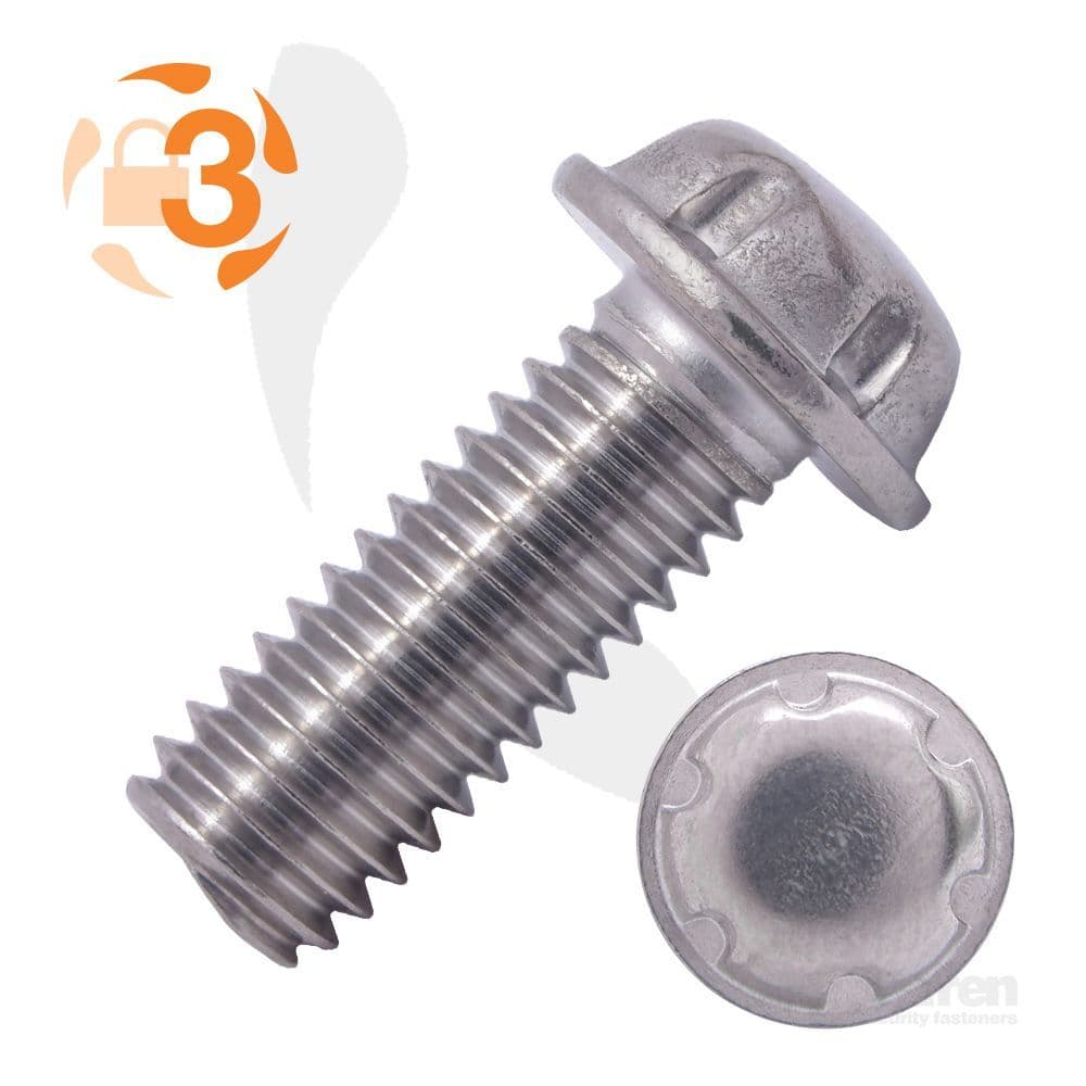 M4 x 12mm System Zero Flanged Head Security Screws - A2 Stainless Steel ...
