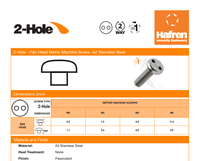 M4 x 20mm 2-Hole Pan Head Security Screws - A2 Stainless Steel