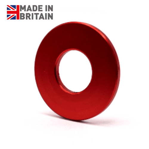 M4 x 9mm O/D Flat Washers - 6082 Aluminium Anodised Red