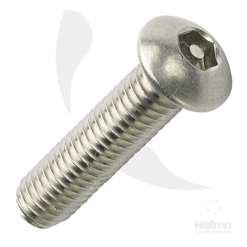 M5 x 10mm Hex Pin Button Head Security Screws - A2 Stainless Steel