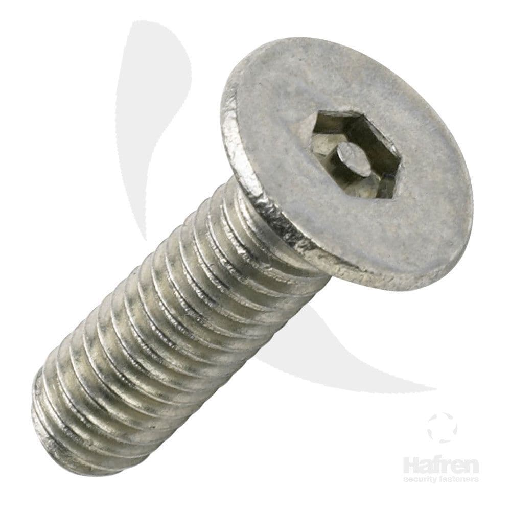 M6 x 12mm Hex Pin Countersunk Security Screws - A2 Stainless Steel