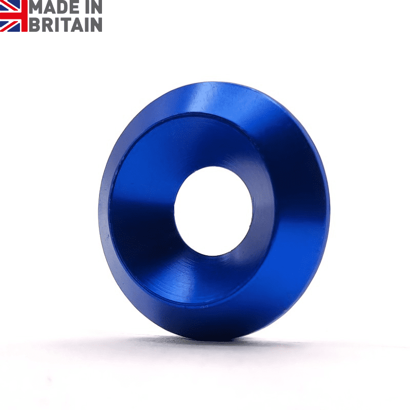 M6 x 19mm O/D Countersunk Washers - 6082 Aluminium Anodised Blue