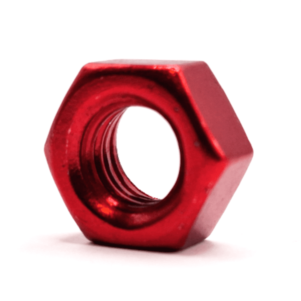 M8 Full Nuts (DIN 934) - Aluminium Anodised Red