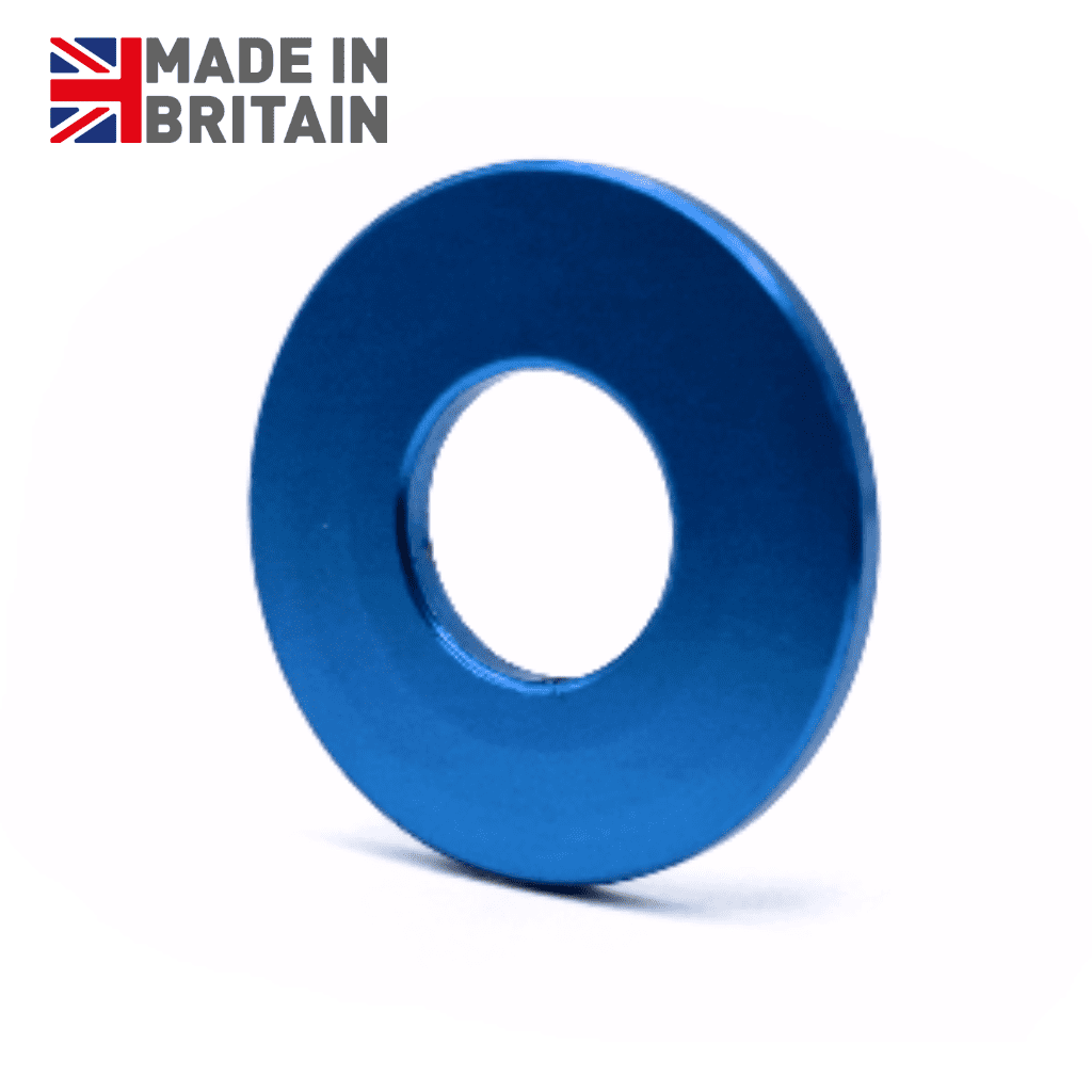 M8 x 20mm O/D Flat Washers - 6082 Aluminium Anodised Blue