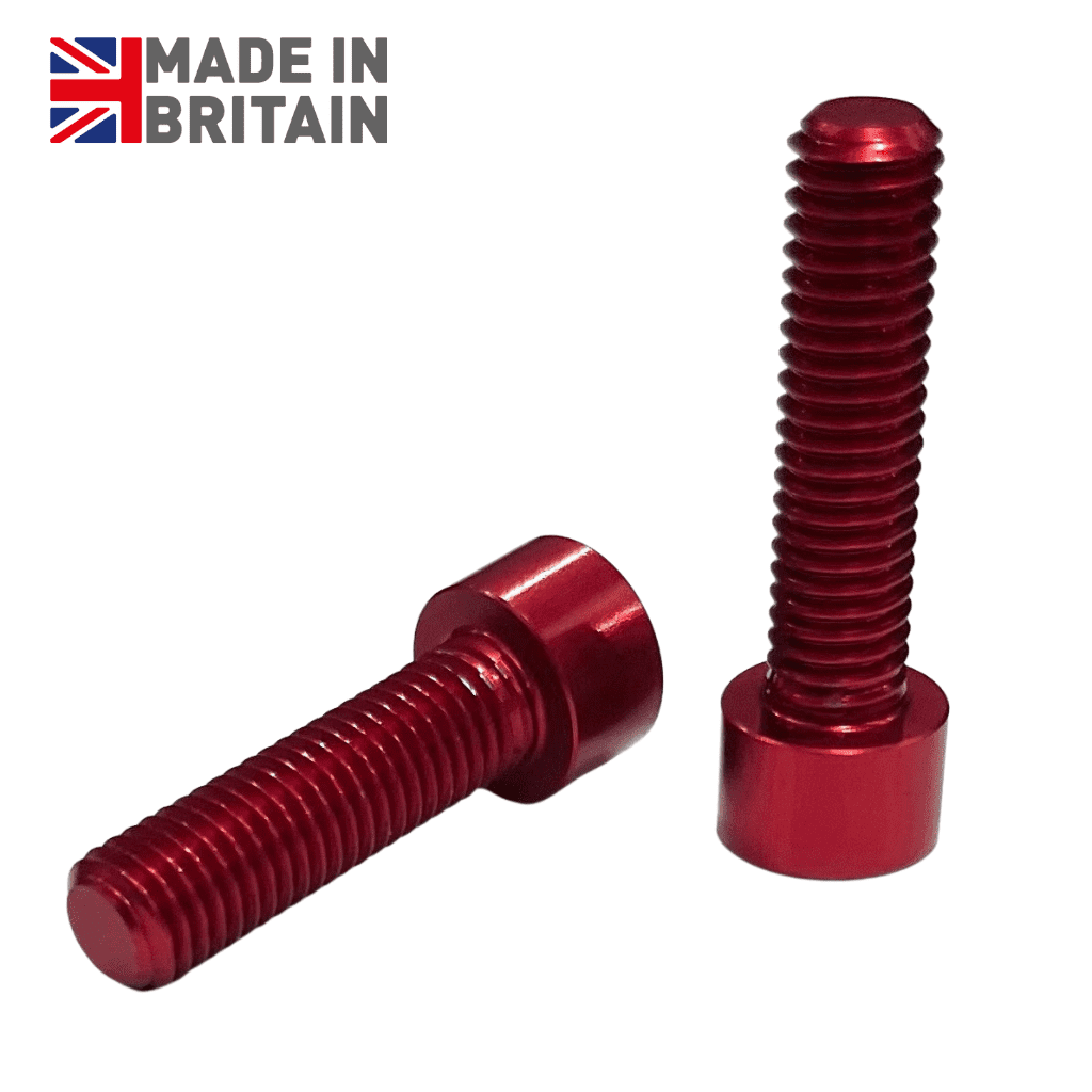 M8 x 20mm Socket Cap Head Screws (DIN 912) - 7075 Aluminium Anodised Red